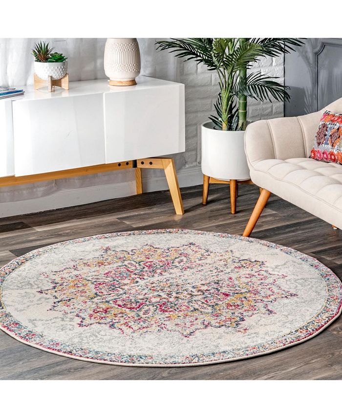 nuLoom Bodrum Vintage-Inspired Medallion Leola Pink 2' x 3' Area Rug ...
