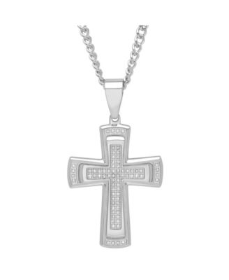 Macy s Men s Stacked Cross Pendant Necklace Black