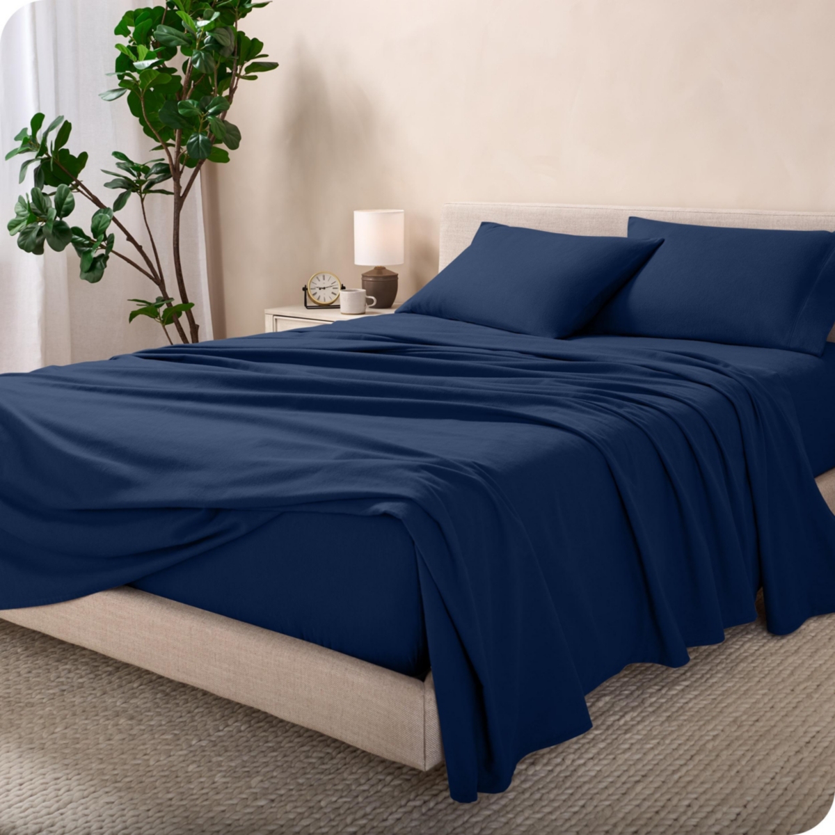 Click here for Bare Home Cotton Flannel Sheet Set - Dark blue prices