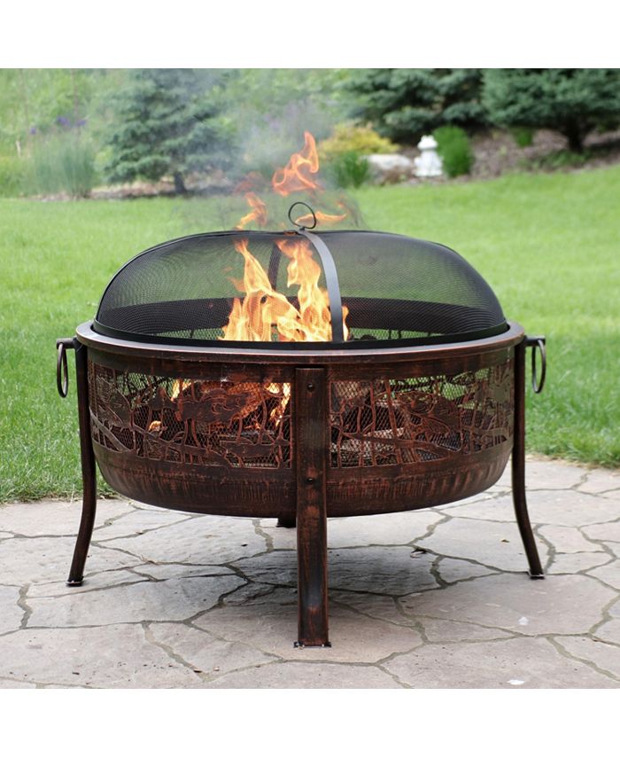 Sunnydaze Decor Northwood's Fishing Fire Pit 30" Diameter with Spark ...