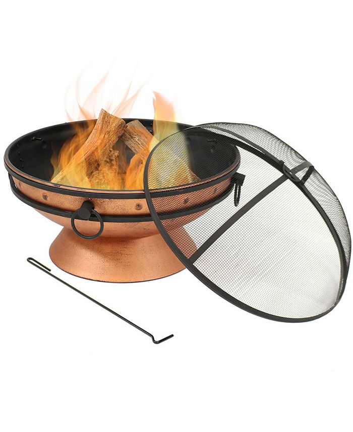 Sunnydaze Decor Outdoor Round Wood Burning Patio Large Fire Pit Bowl ...