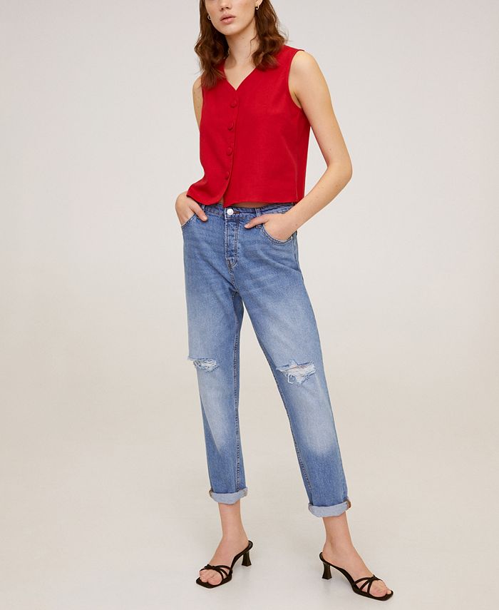 MANGO Buttons Cotton Top - Macy's