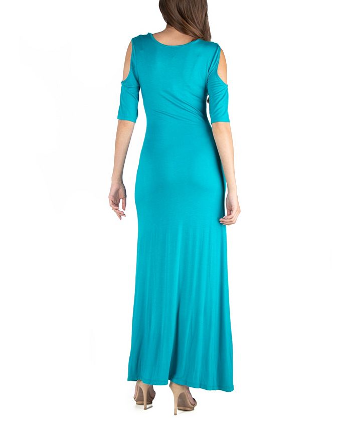 24seven Comfort Apparel Half Sleeve Open Shoulder Maxi Dress & Reviews ...
