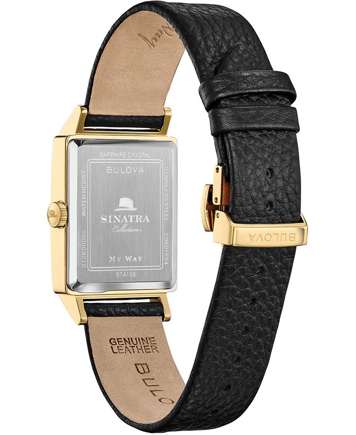Bulova Men's Frank Sinatra My Way Black Leather Strap Watch 29.5 x 47mm ...