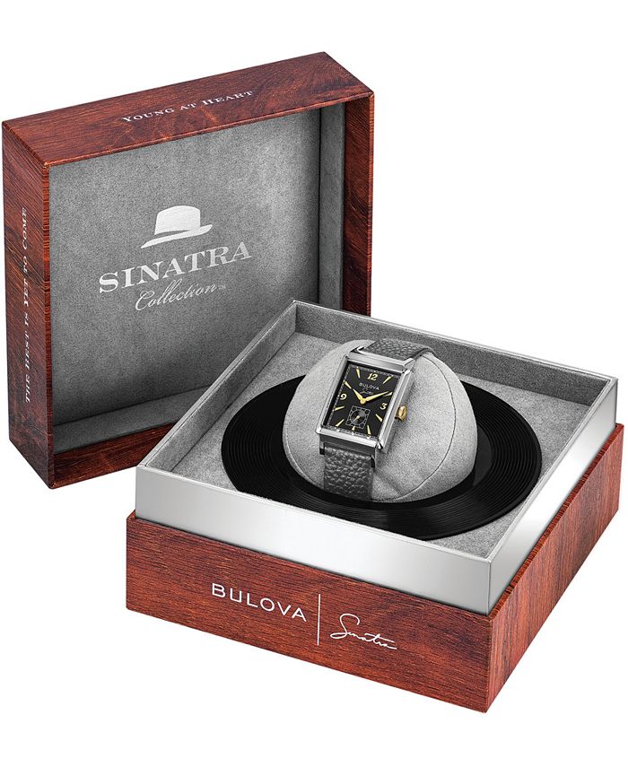 Bulova Men's Frank Sinatra My Way Gray Leather Strap Watch, 29.5 x 47mm ...