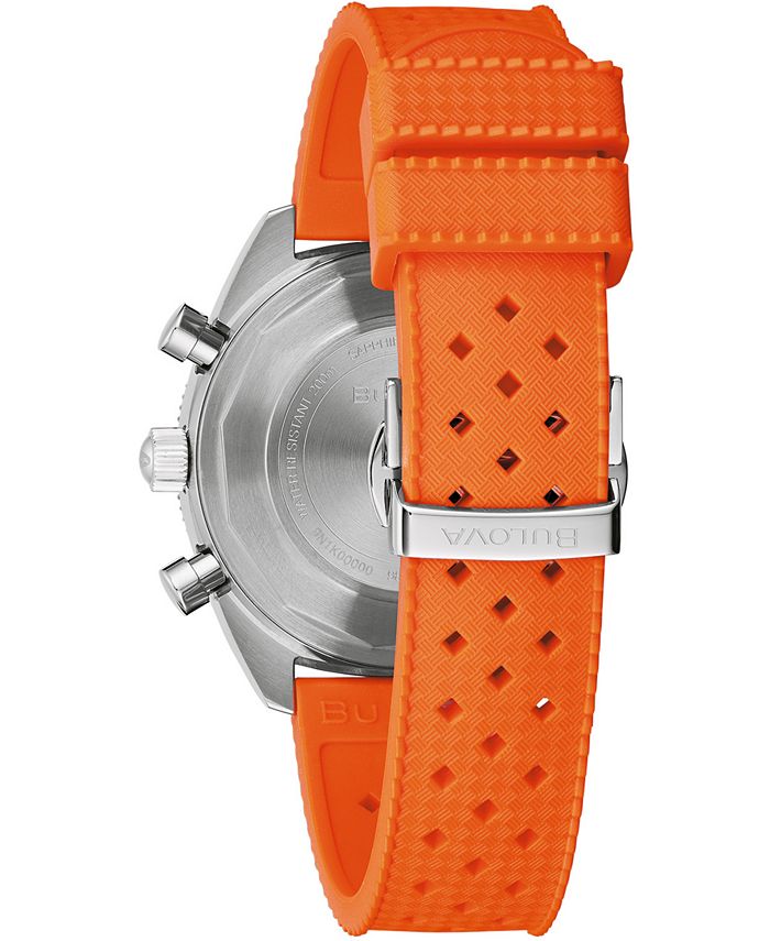 Bulova Men's Chronograph Archive Surfboard Orange Silicone Strap Watch ...