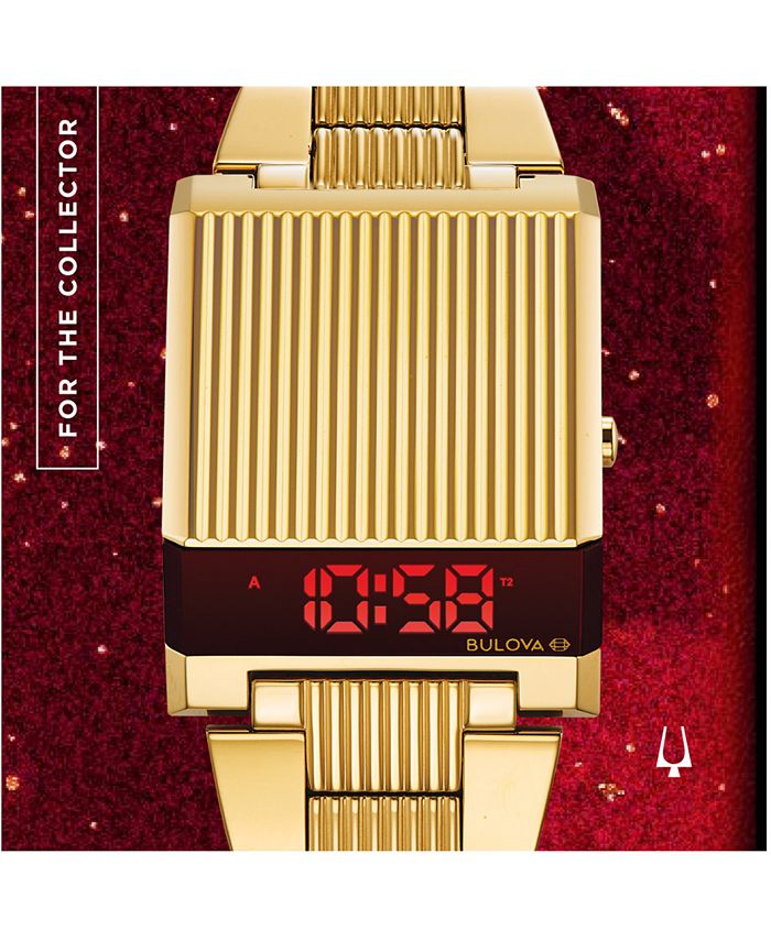 Bulova Men's Digital Archive Computron Gold-Tone Stainless Steel ...