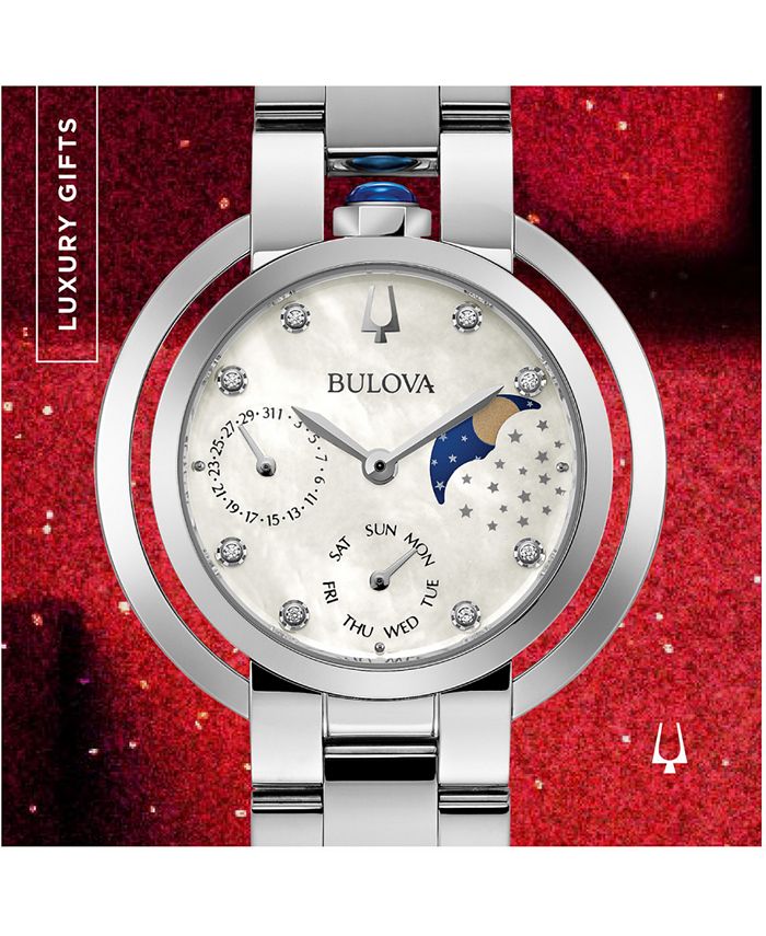 Bulova Women's Rubaiyat Diamond-Accent Stainless Steel Bracelet Watch ...