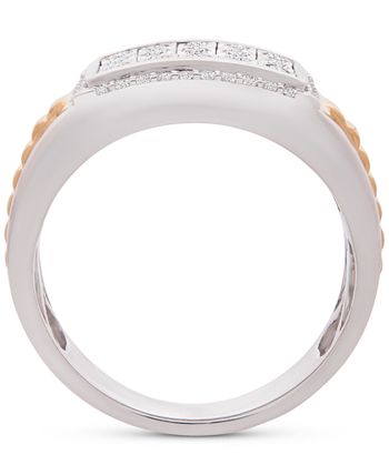 Macy's Men's Diamond Cluster Two-Tone Ring (1/2 ct. t.w.) in Sterling ...