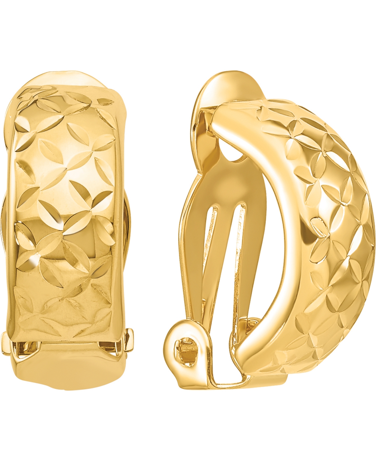 Click here for Textured Crisscross Clip-On Half Hoop Earrings in... prices