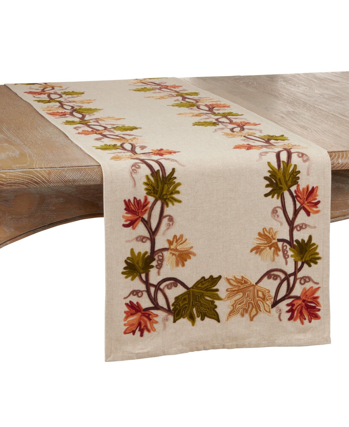 Click here for Saro Lifestyle Embroidered Fall Leaf Runner - Mult... prices
