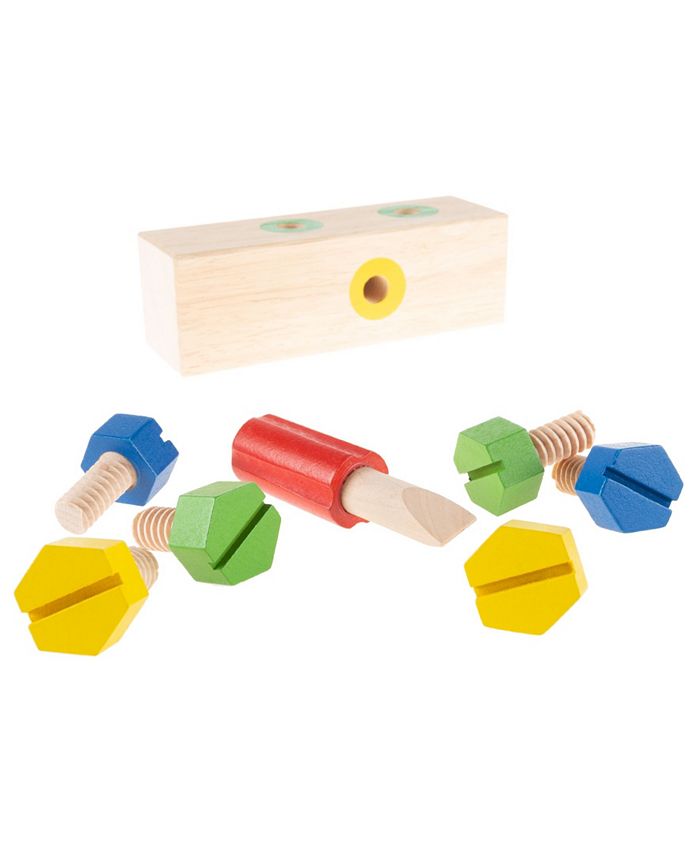 Trademark Global Hey Play Screw Block Toy - Kids Wooden Manipulative ...