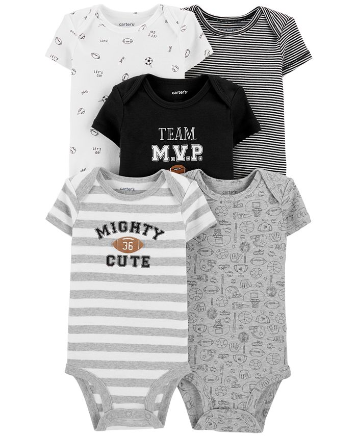 Carter's Baby Boys 5-Pk. Cotton Sports Bodysuits - Macy's
