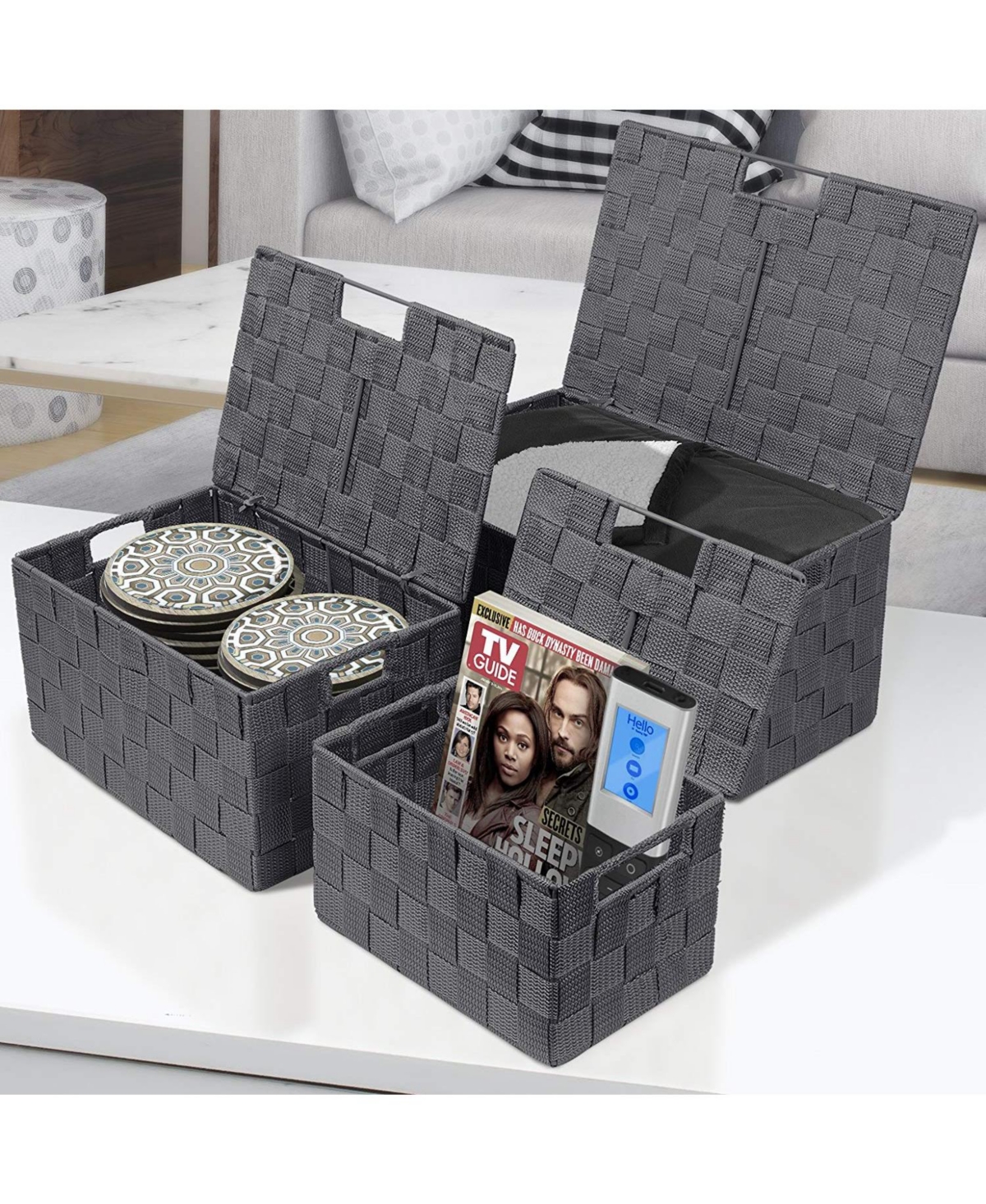 Click here for Sorbus 3 Piece Decorative Stackable Woven Basket w... prices