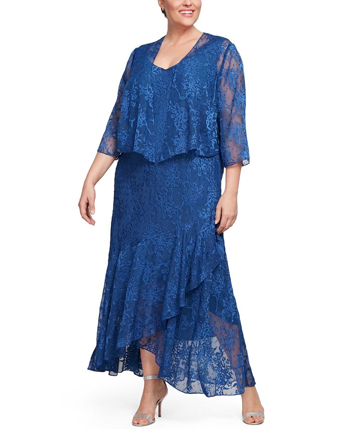 Alex Evenings Plus Size Glitter Printed Dress & Jacket - Macy's