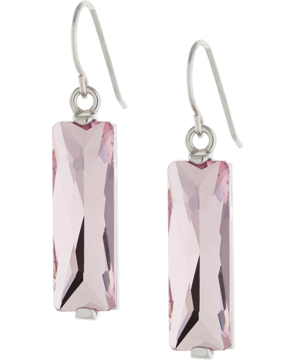 Click here for Color Crystal Rectangle Drop Earrings in Sterling... prices