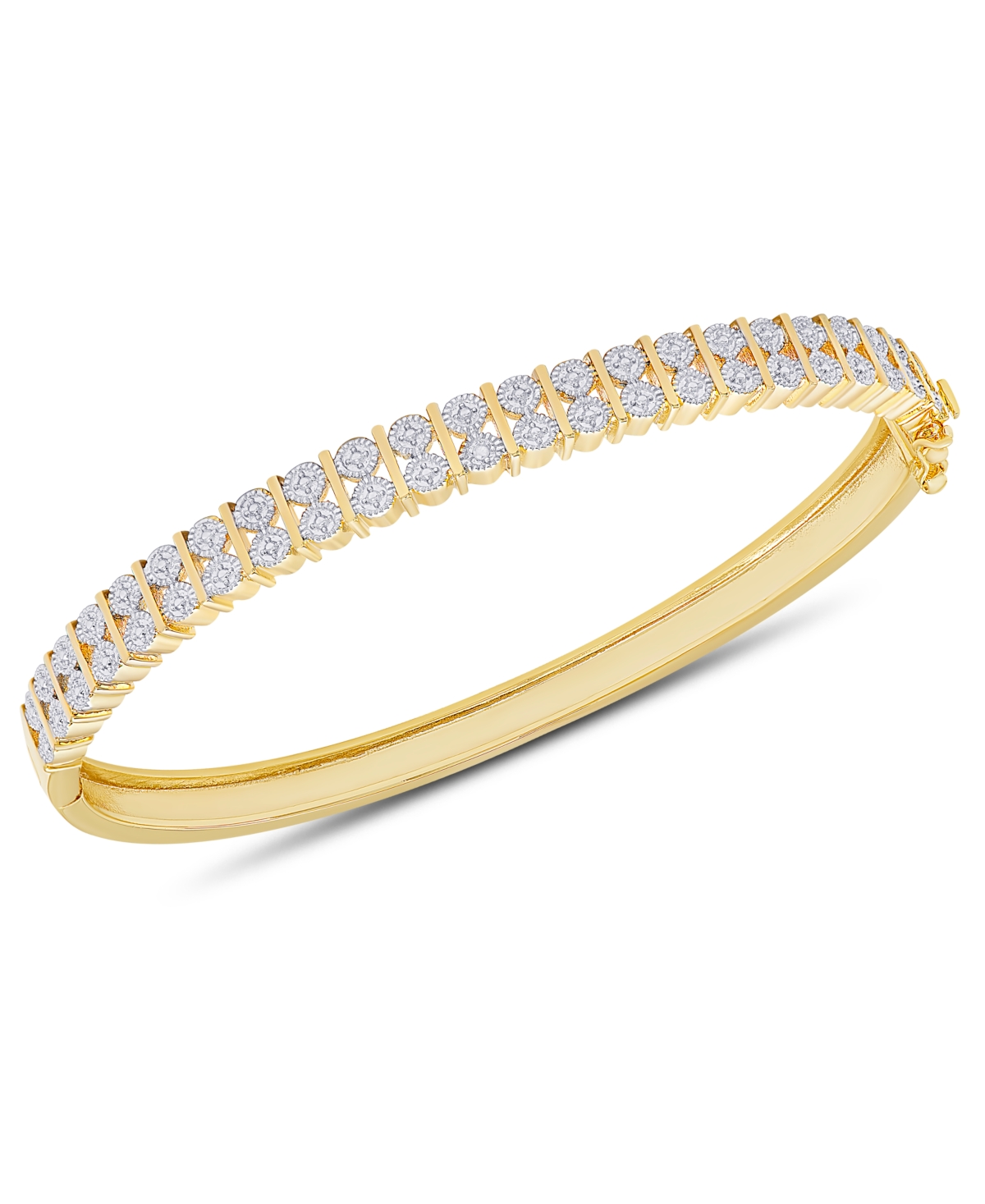 Click here for Diamond Accent Bar Bangle in 18k Gold over Sterlin... prices