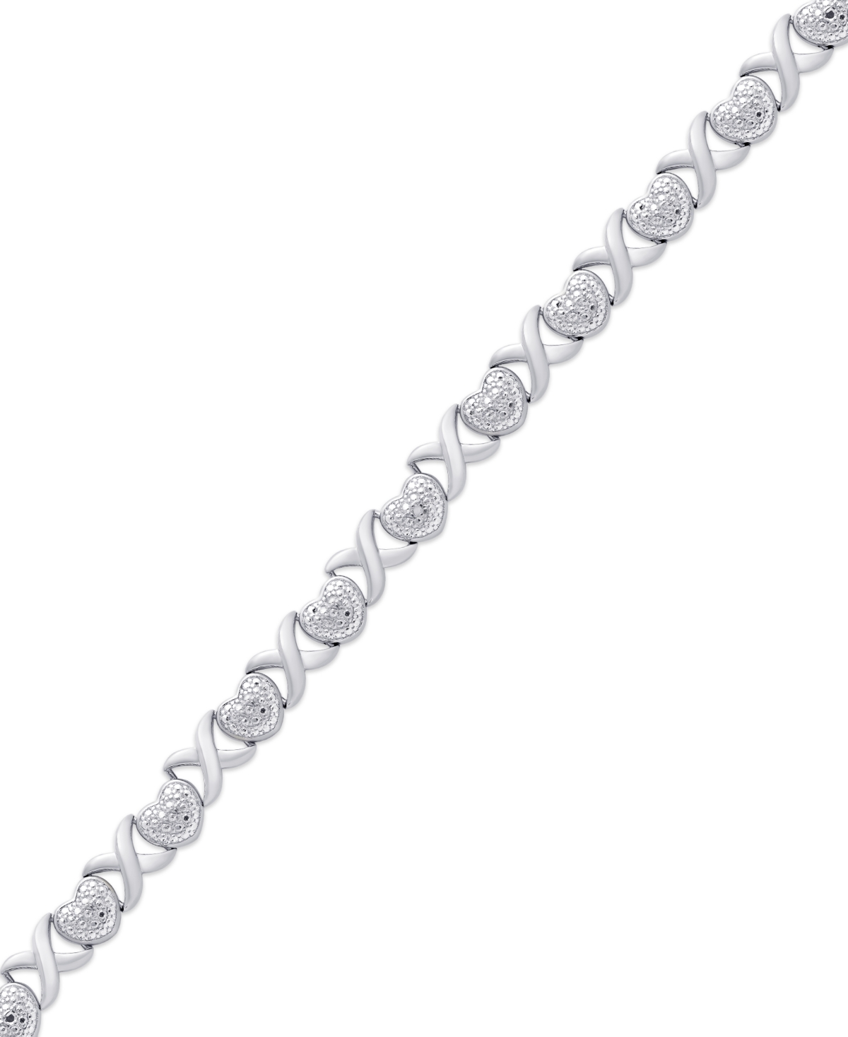 Click here for Diamond Accent Heart X Link Bracelet in Silver Pla... prices