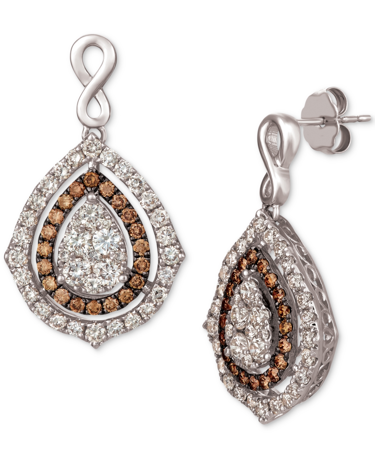 Le Vian Nude Diamonds & Chocolate Diamonds Fancy Drop Earrings (2-1/2 ct. t.w.) in 14k Rose  Yellow or White Gold - White Gold