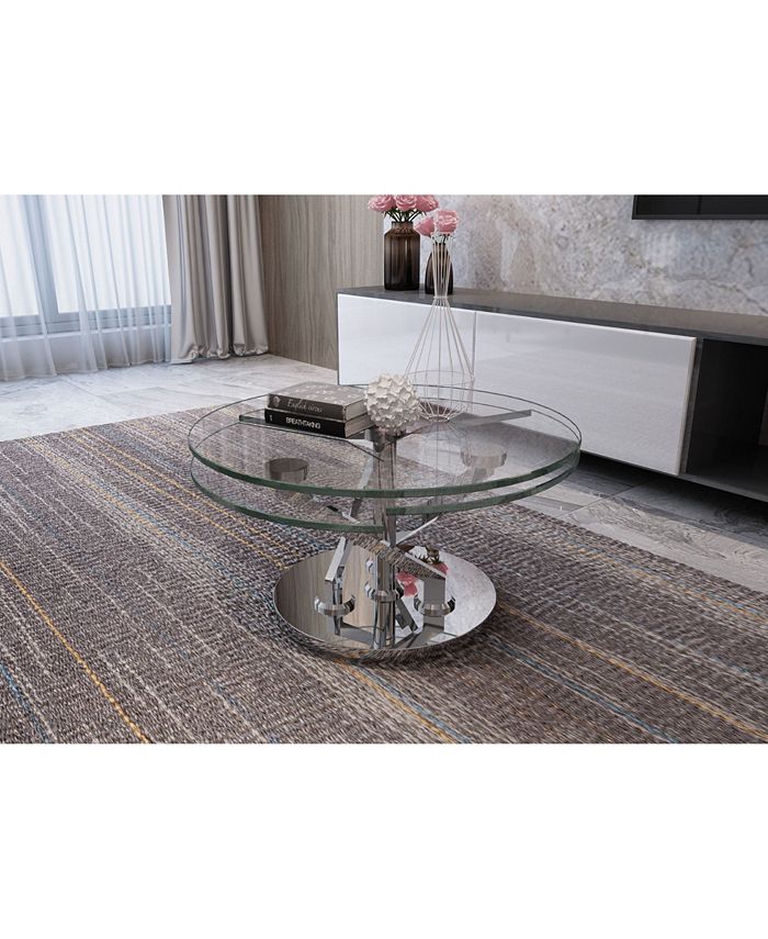 Chintaly Contemporary Cocktail Table with Motion Shelves - Macy's