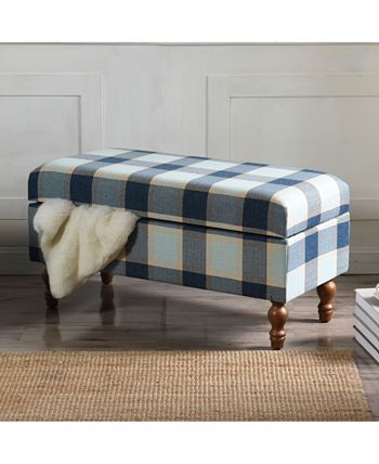 StyleCraft Upholstered Stripe Design Storage Bench - Macy's