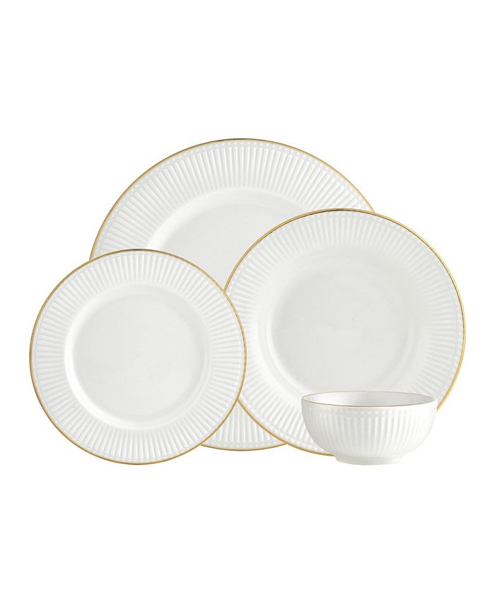 Godinger Republique 16 Piece Banded Dinnerware Set, Service for 4 - Macy's