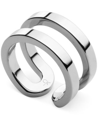 Calvin Klein Silver-Tone Open Ring - Macy's