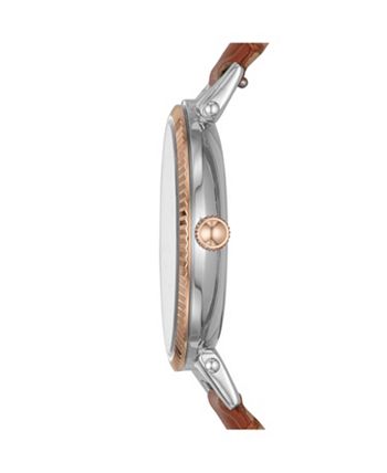 Fossil Women's Daisy Brown Leather Strap Watch 34mm - Macy's