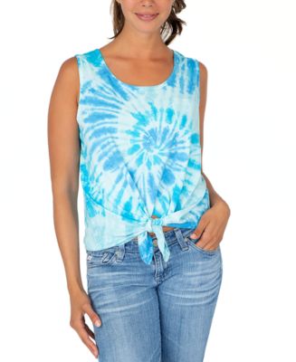 Rebellious One Juniors' Tie-Dyed Tie-Front Tank Top - Macy's