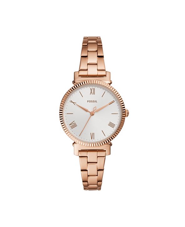 Fossil Women's Daisy Rose Gold-Tone Bracelet Watch 34mm & Reviews ...