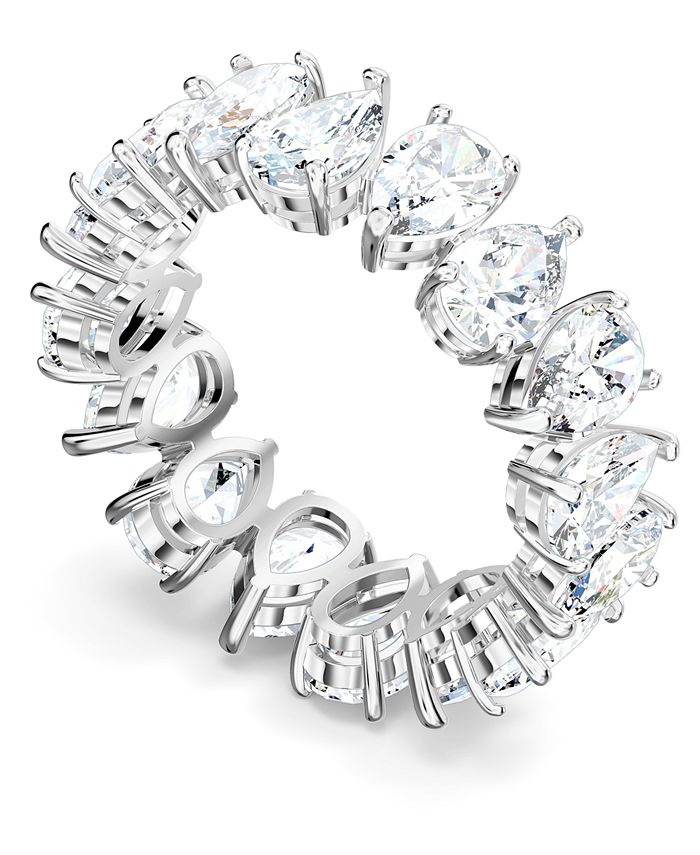 Swarovski Silver-Tone Round Crystal Ring - Macy's