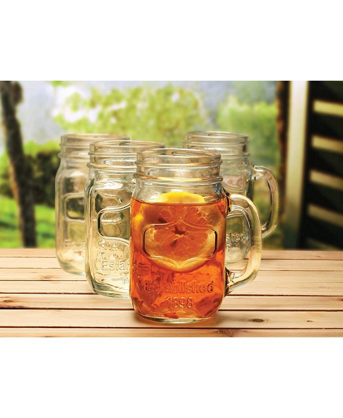 Circle Glass Yorkshire Mason Jar Mugs, Set of 4 - Macy's