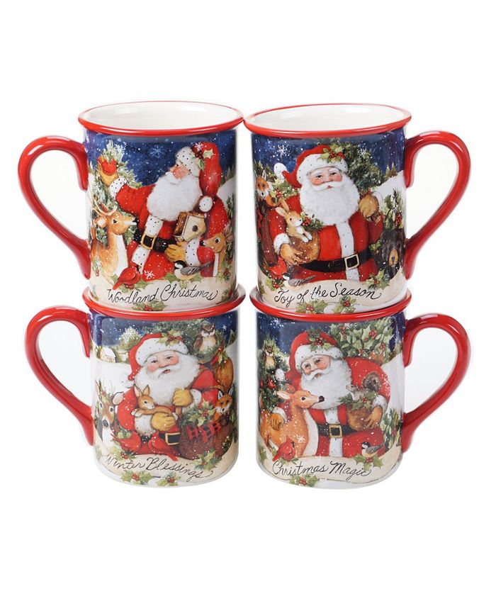 Certified International Magic of Christmas Santa 4 Piece Mug - Macy's