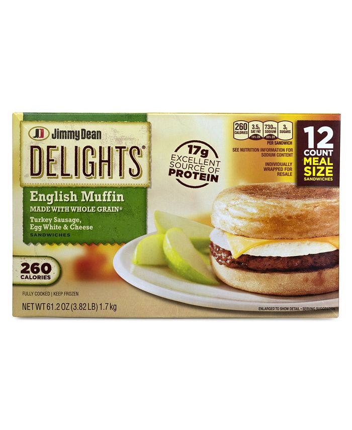 Jimmy Dean Delights Turkey Sausage, Egg White Cheese English Muffin, 12 ...
