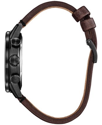 Citizen Eco-Drive Men's Chronograph Deadpool Brown Leather Strap Watch ...