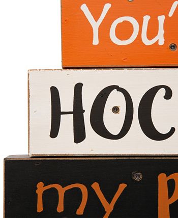 Glitzhome Halloween Wooden Lighted Witch Block Table Decor - Macy's