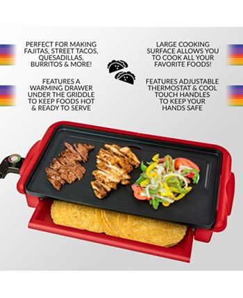 Nostalgia Taco Tuesday TTFGR20RD Nonstick Fiesta Griddle With Warmer ...