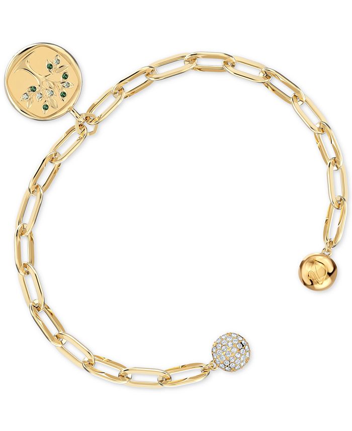 Swarovski Gold-Tone Crystal Tree/LOYAL Earth Medallion Magnetic Link ...