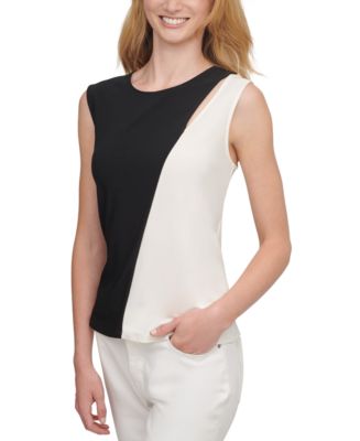 DKNY Colorblocked Keyhole Tank Top - Macy's