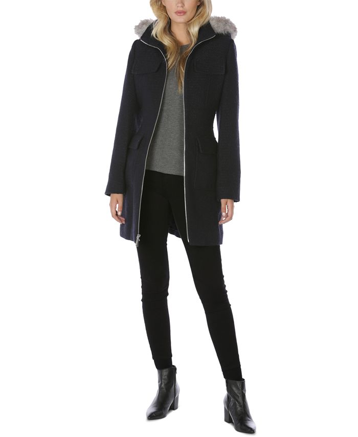 Laundry by Shelli Segal Faux-Fur-Trim Hooded Coat & Reviews - Coats ...