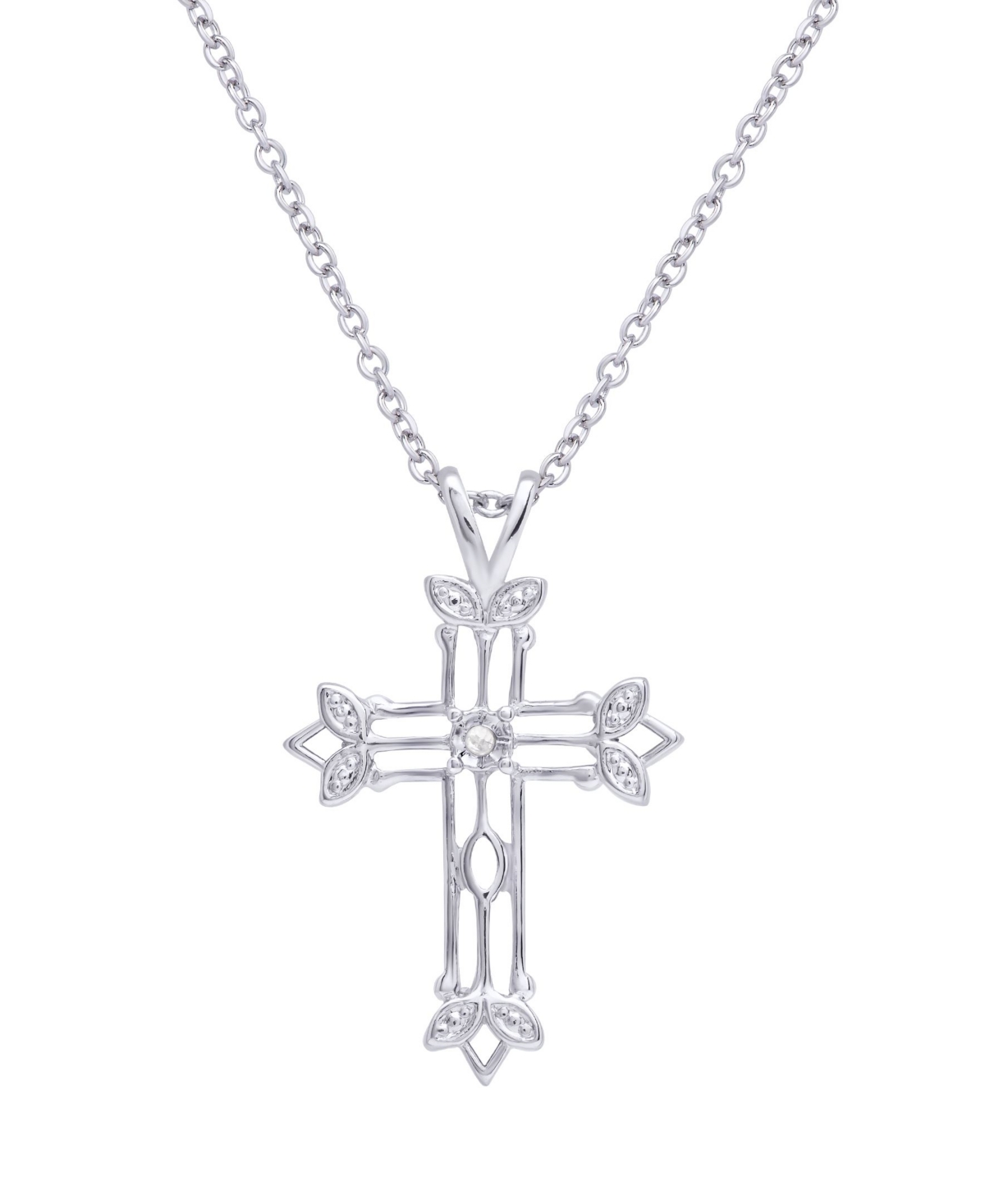 Click here for Macys Diamond Accent Silver-plated Scroll Cross Pe... prices