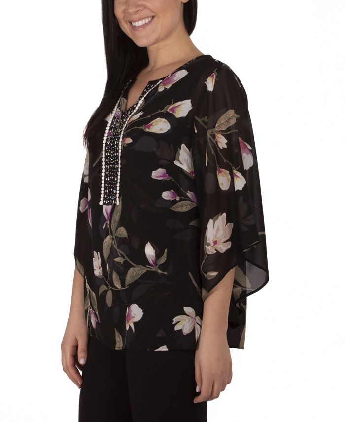 NY Collection Women's Plus Size 3/4 Bell Sleeve Blouse - Macy's