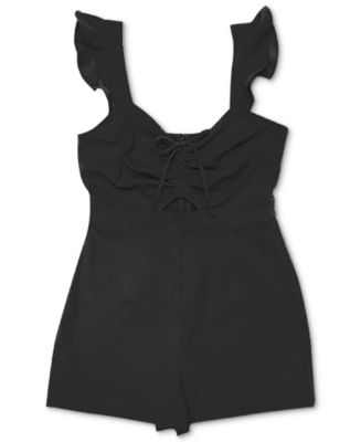Bar III Ruched-Front Flutter Romper, Created for Macy's - Macy's