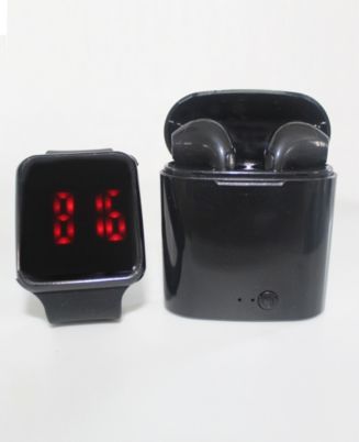 ZTECH Unisex LED Touch Watch and Wireless Headphones with Portable ...