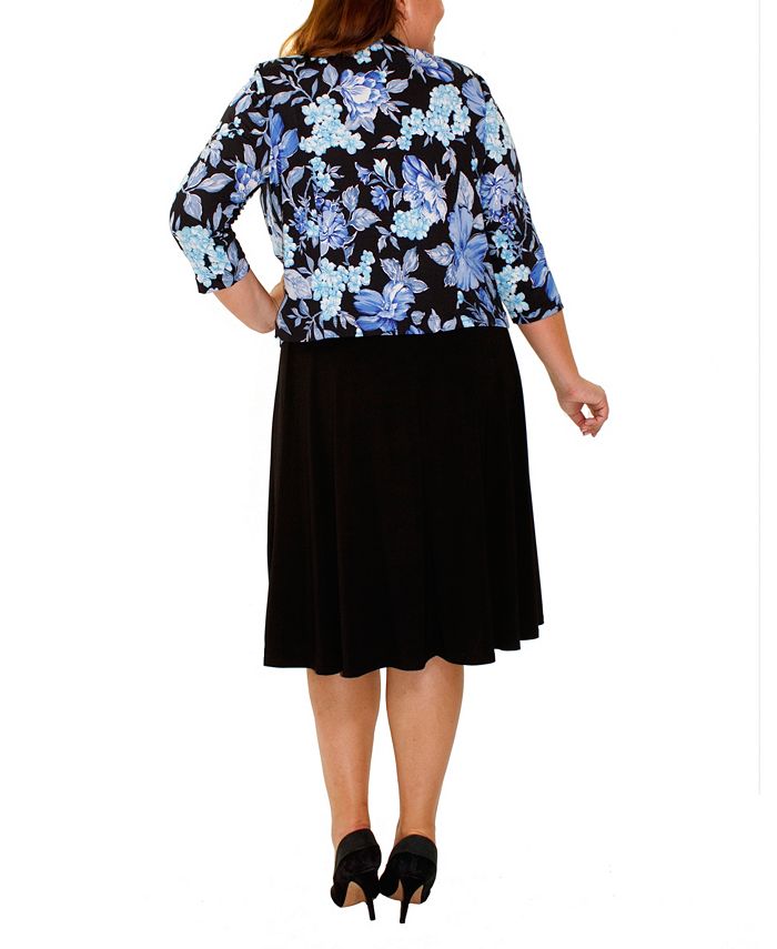NY Collection Plus Size 3/4 Sleeve Jacket and Solid Dress - Macy's