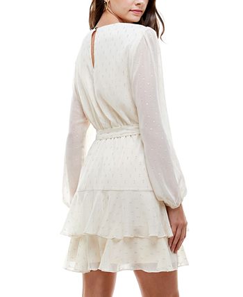 City Studios Juniors' Lurex Dot Ruffled Fit & Flare Dress - Macy's