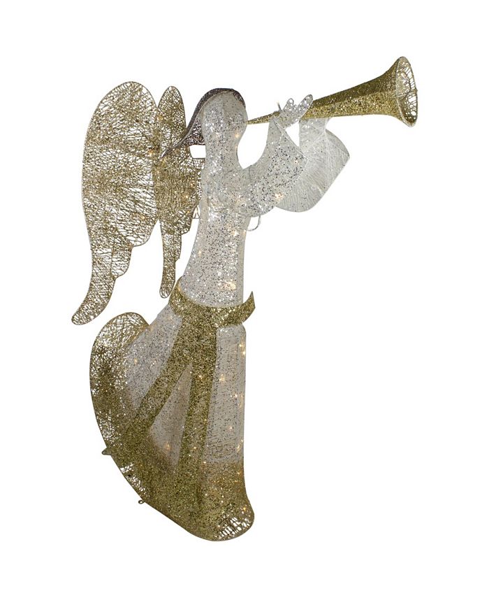Northlight Cotton Thread LED Lighted Glitter Angel Outdoor Christmas ...