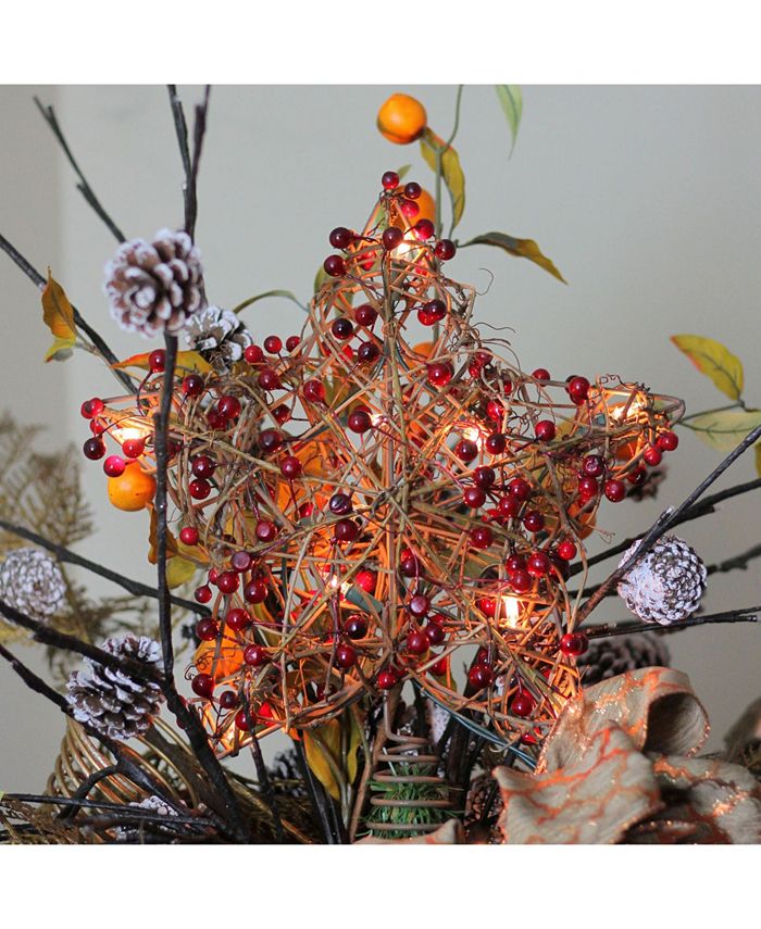 Northlight Brown Rattan with Red Berries Star Christmas Tree Topper ...