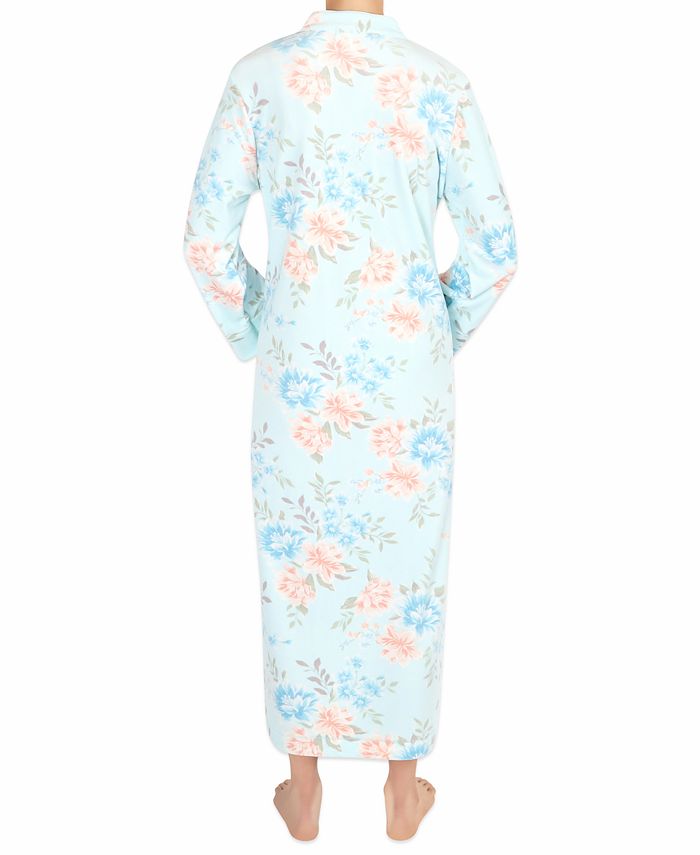 Miss Elaine Floral-Print Long Zipper Robe - Macy's
