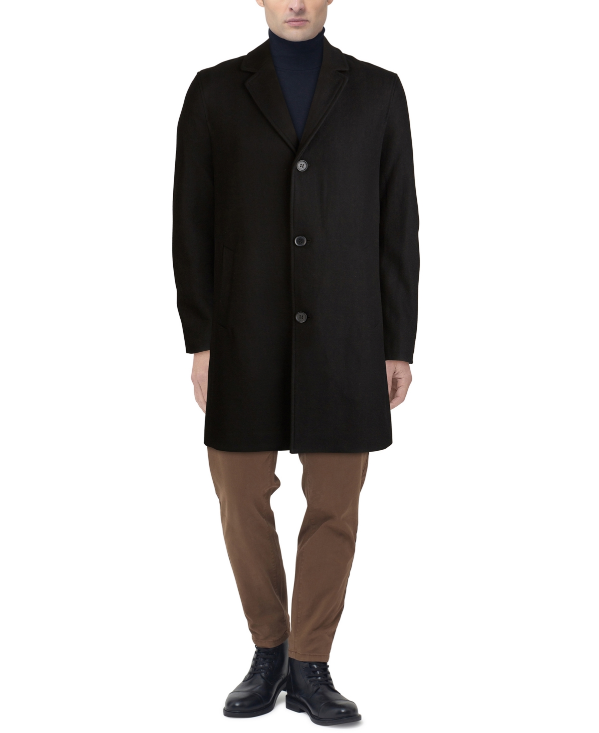 Click here for Cole Haan Mens Melton Classic-Fit Topcoat - Black prices